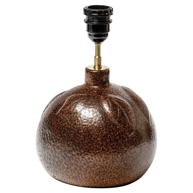 Brown Midcentury Ceramic Table Lamp by Lacveau French 1970 Design For ...