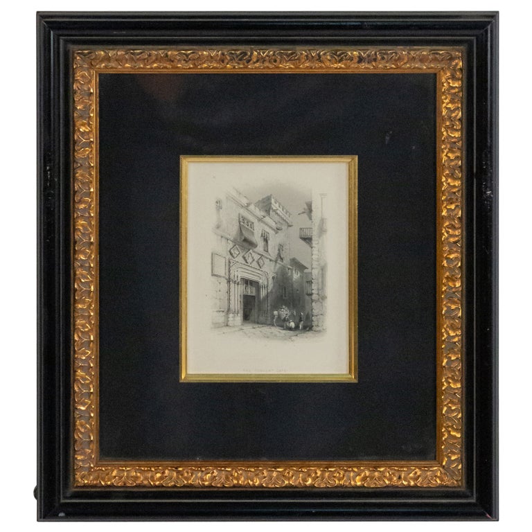 English Steel Plate Engraving of Streetscape For Sale at 1stDibs
