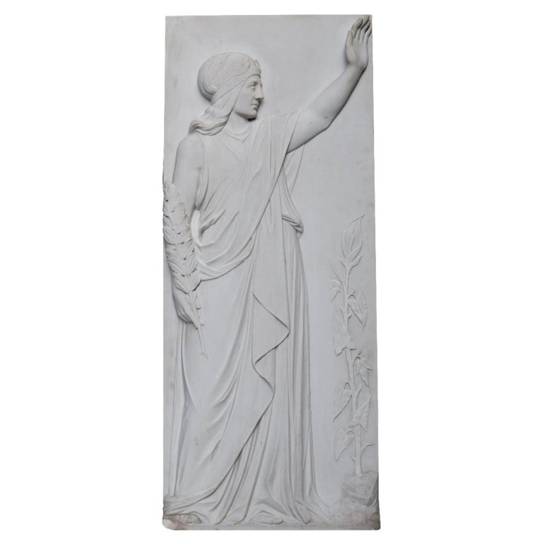 Large Antique Statuary Marble Plaque of a Classical Figure For Sale at ...