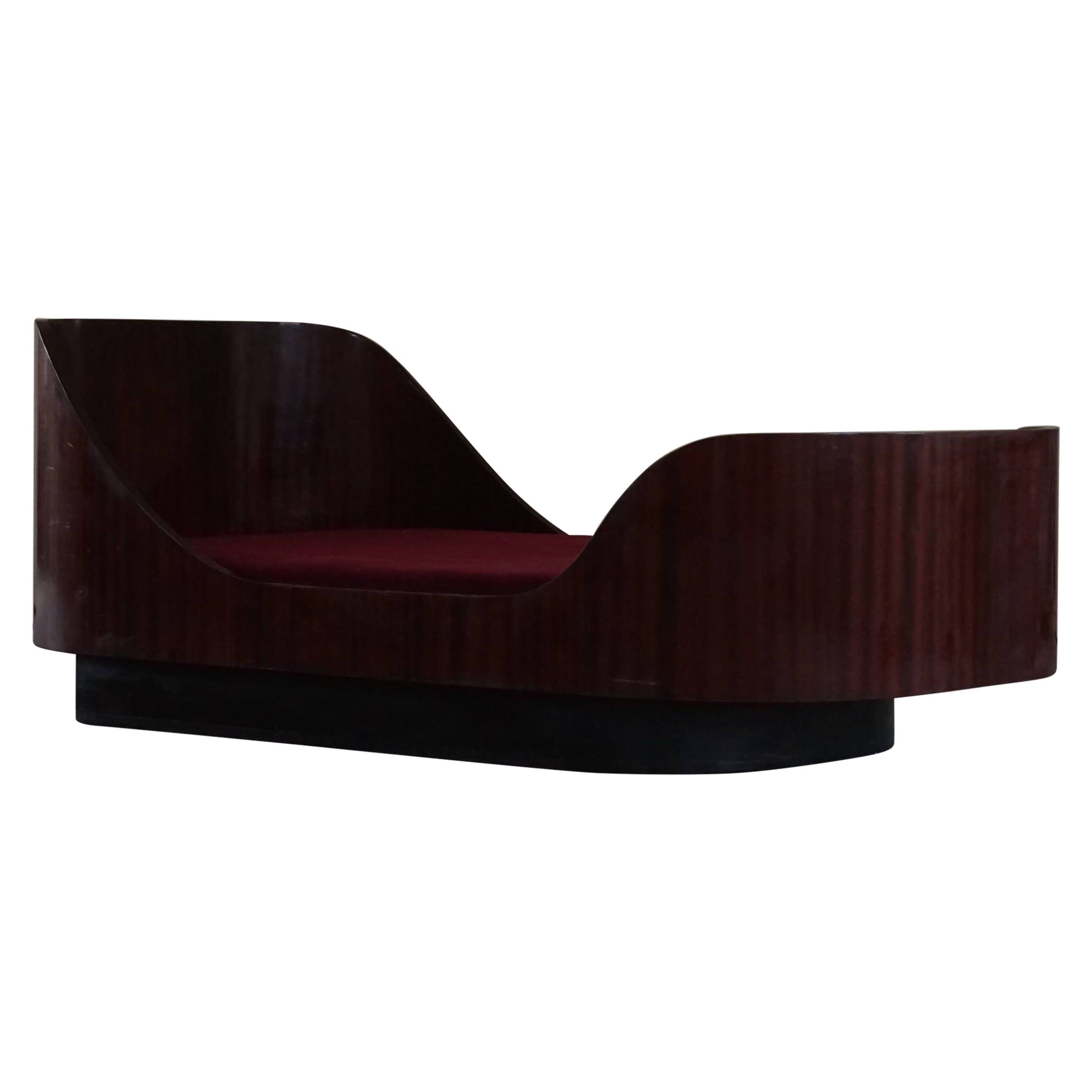 Jean Prouvé and Jules Leleu, Bed or Daybed, Lacquered Metal, Leather ...