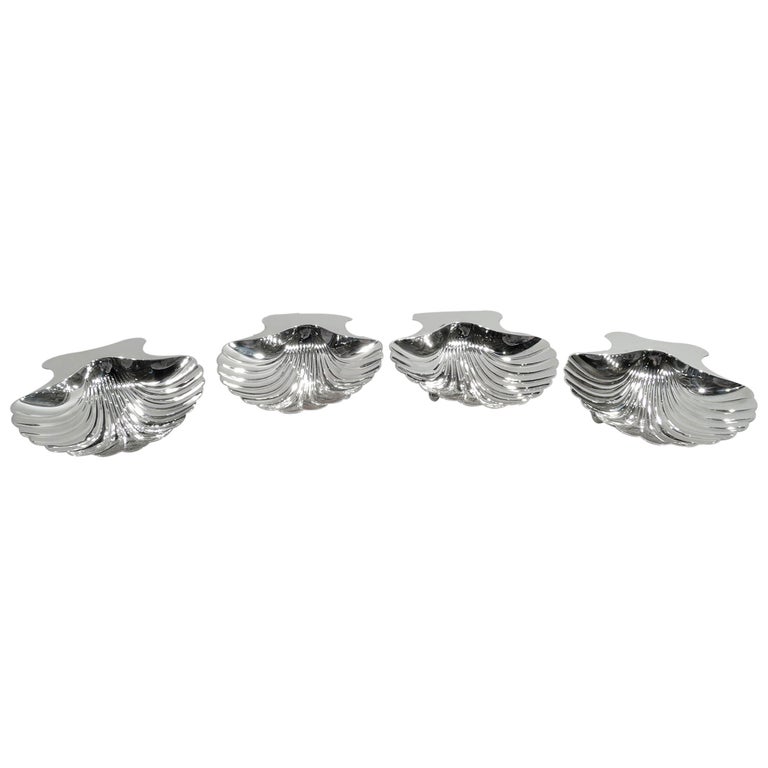 Set of 4 Tiffany Modern Sterling Silver Scallop Shell Seafood Bowls For ...