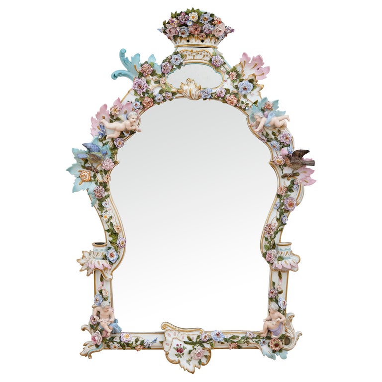 Antique Rococo Style Porcelain Mirror by Meissen For Sale at 1stDibs ...