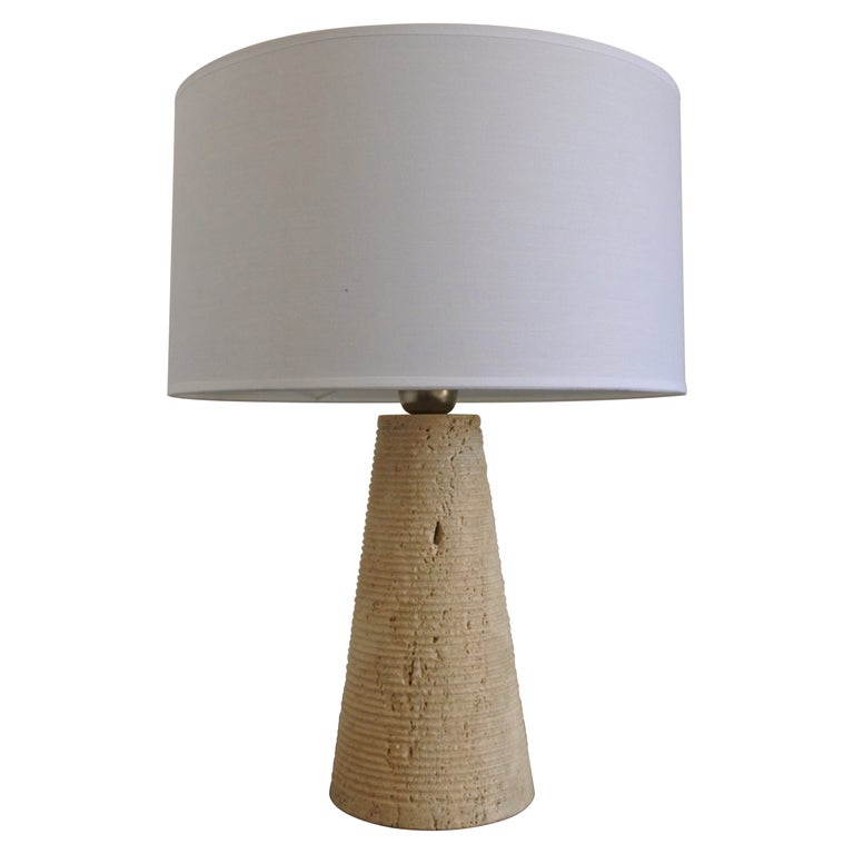 Solid Travertine Stone Table Lamp, Italy 1970s at 1stDibs