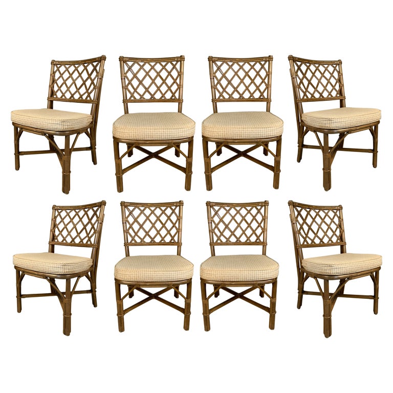 Set of Eight Rattan Dining Chairs by Ficks Reed at 1stDibs
