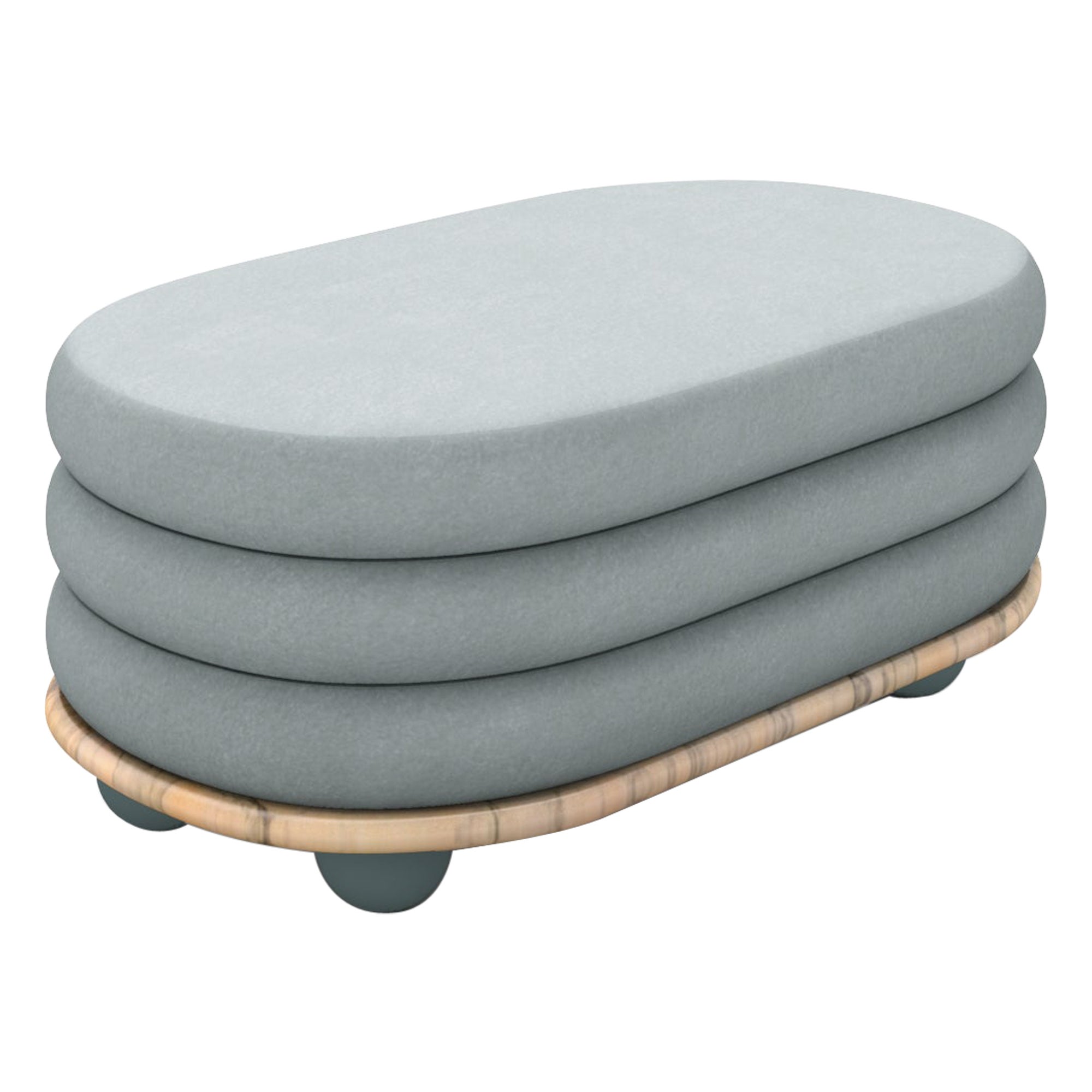 Pink Marble and Peach Mohair Medium Ottoman For Sale at 1stDibs