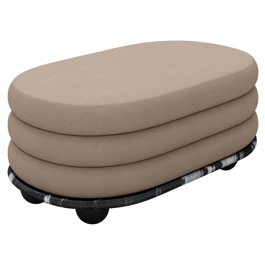 Couture Geometric Beige Decò Ottoman For Sale at 1stDibs