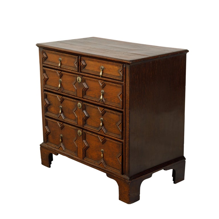 English Georgian Period 1800s Oak Geometric Front Five-Drawer Chest at ...