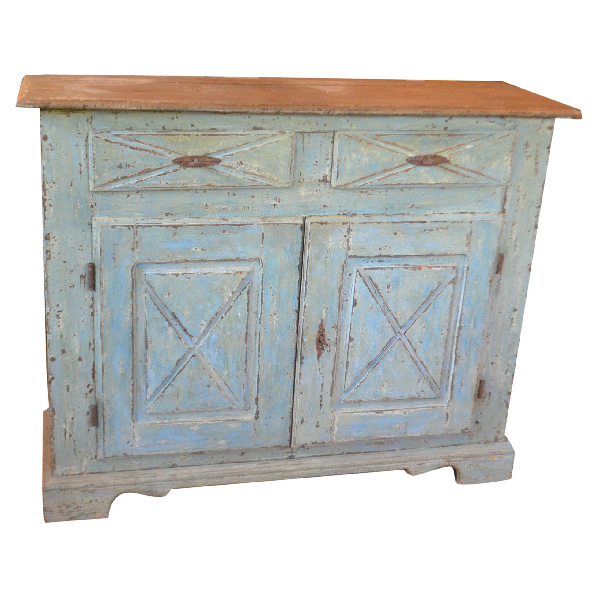 Italian Paint Decorated Buffet with Rounded Corners, circa 1900 at 1stDibs