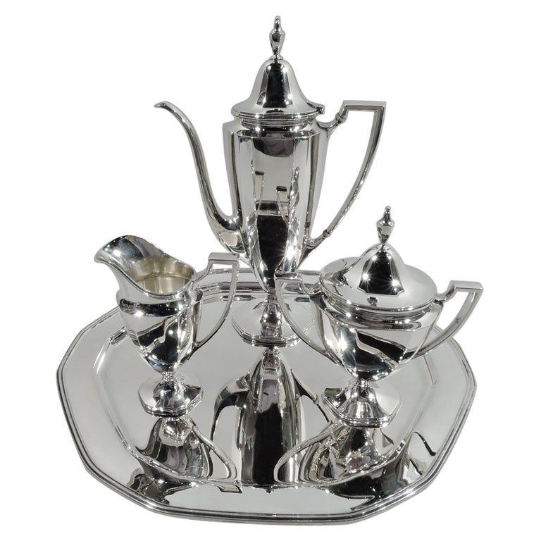 Tiffany Modern Colonial Sterling Silver 3-Piece Coffee Set on Tray For ...