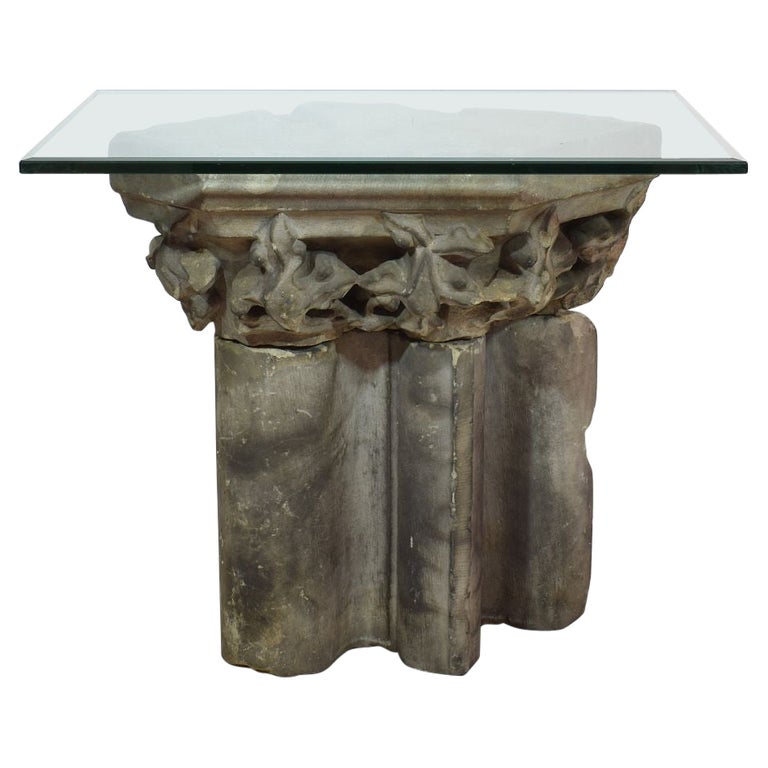 French 13/14th Century Sandstone Gothic Column Fragments Table at 1stDibs