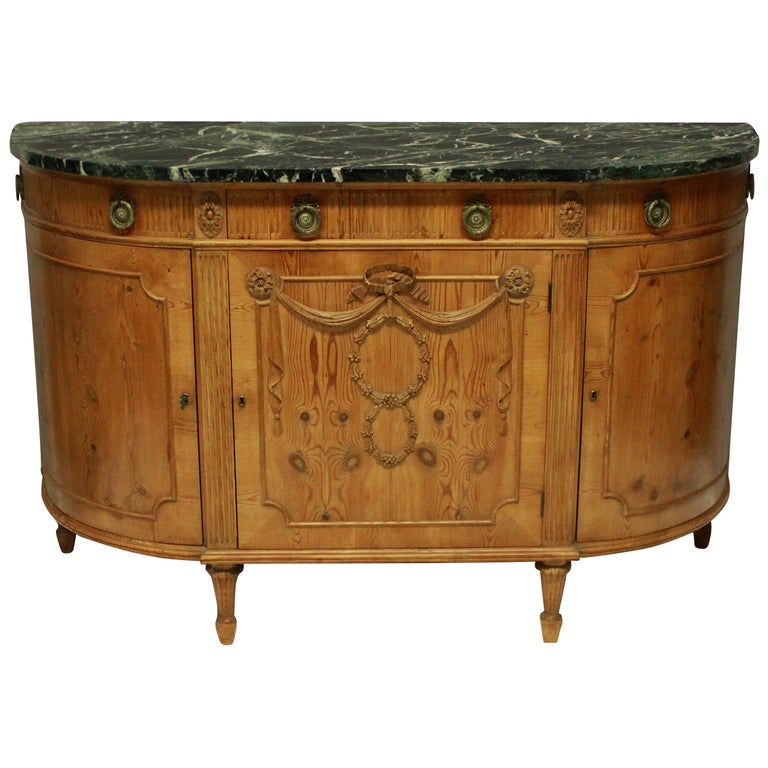 Unusual Louis XVI Style Pine Demilune Commode For Sale at 1stDibs