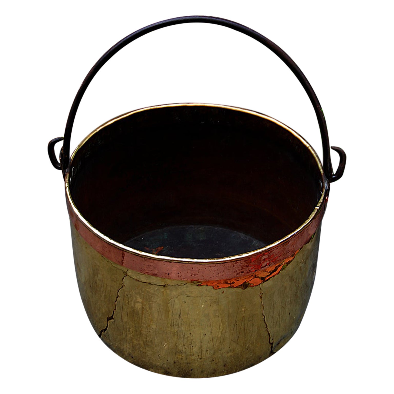 English Massive Hand-Forged Copper, Brass and Iron Cauldron at 1stDibs