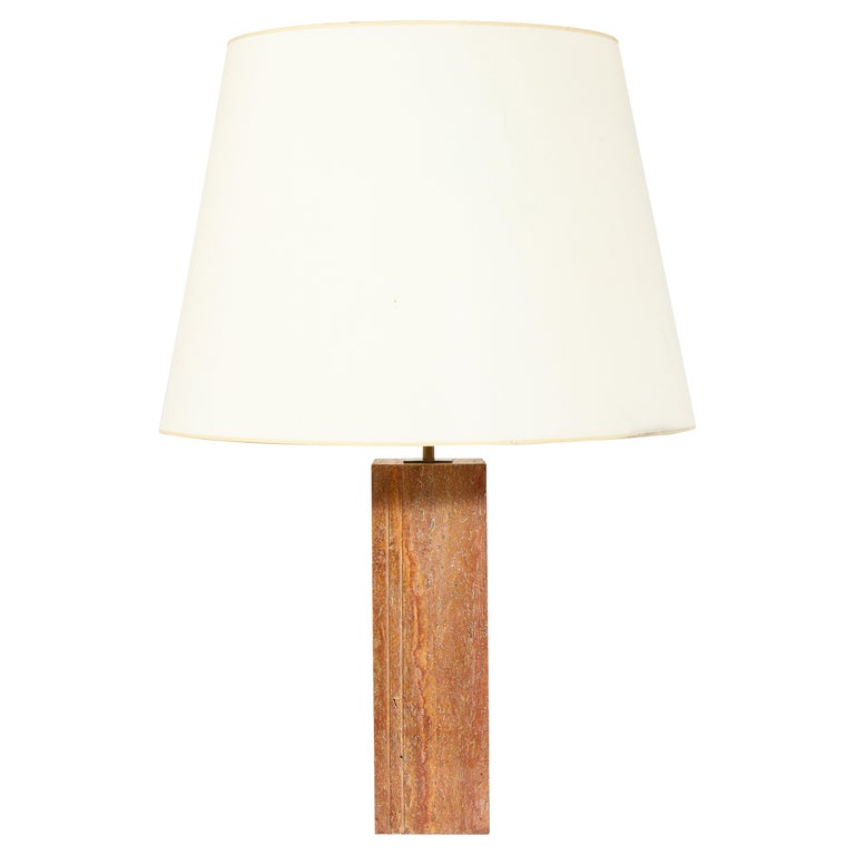 Red Roman Travertine Table Lamp, Italy 1960s For Sale at 1stDibs