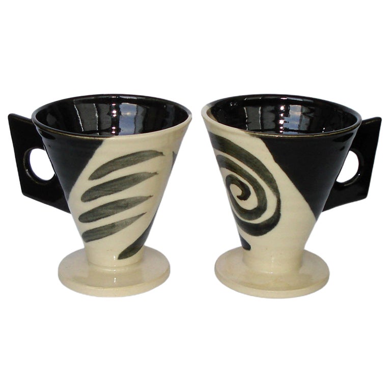 Pair of Designer Ceramic Mugs, Sweden, 1990s For Sale at 1stDibs