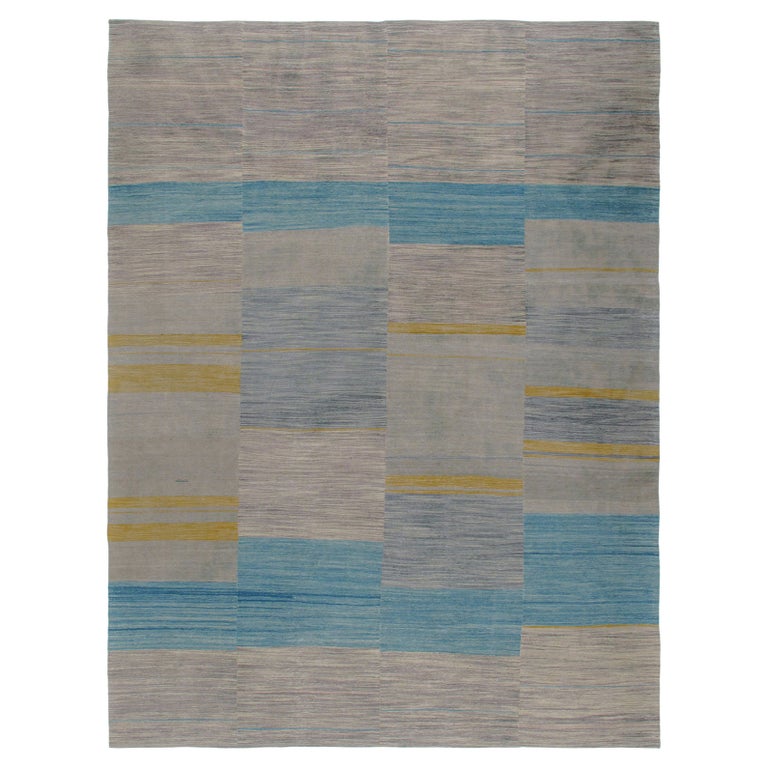 Modern Stripe Colorblock Flatweave Rug For Sale at 1stDibs