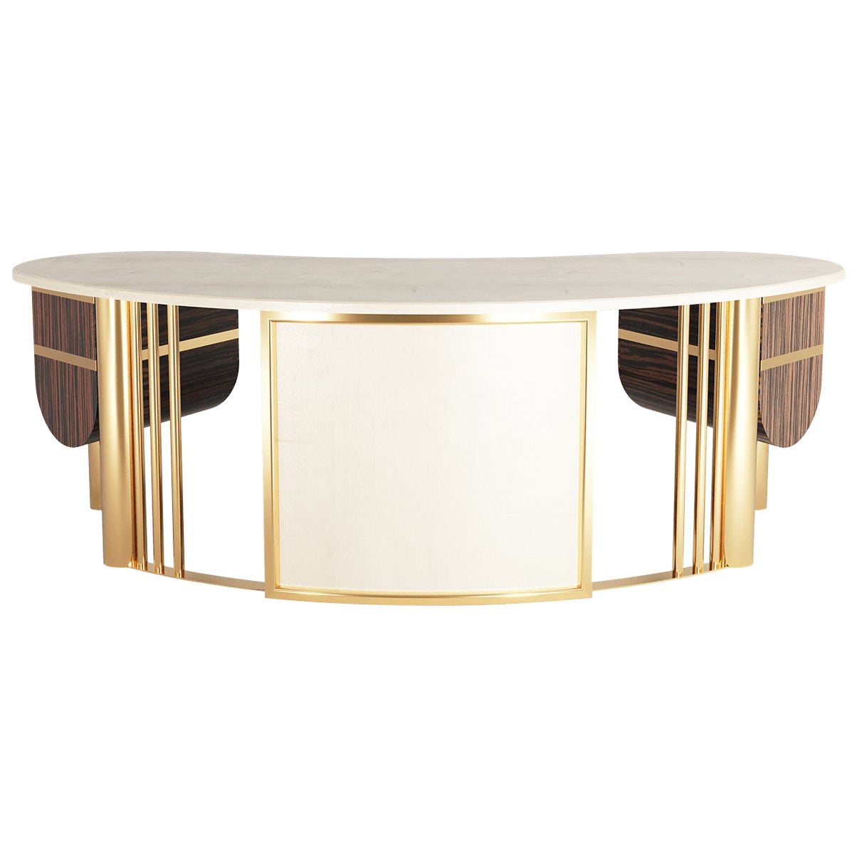 Oak Painted Desk in Modern Style with Gold Metal Handles at 1stDibs