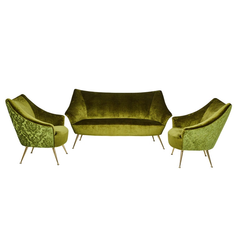 An Italian Seating Group Loveseat and Two Chairs For Sale at 1stDibs