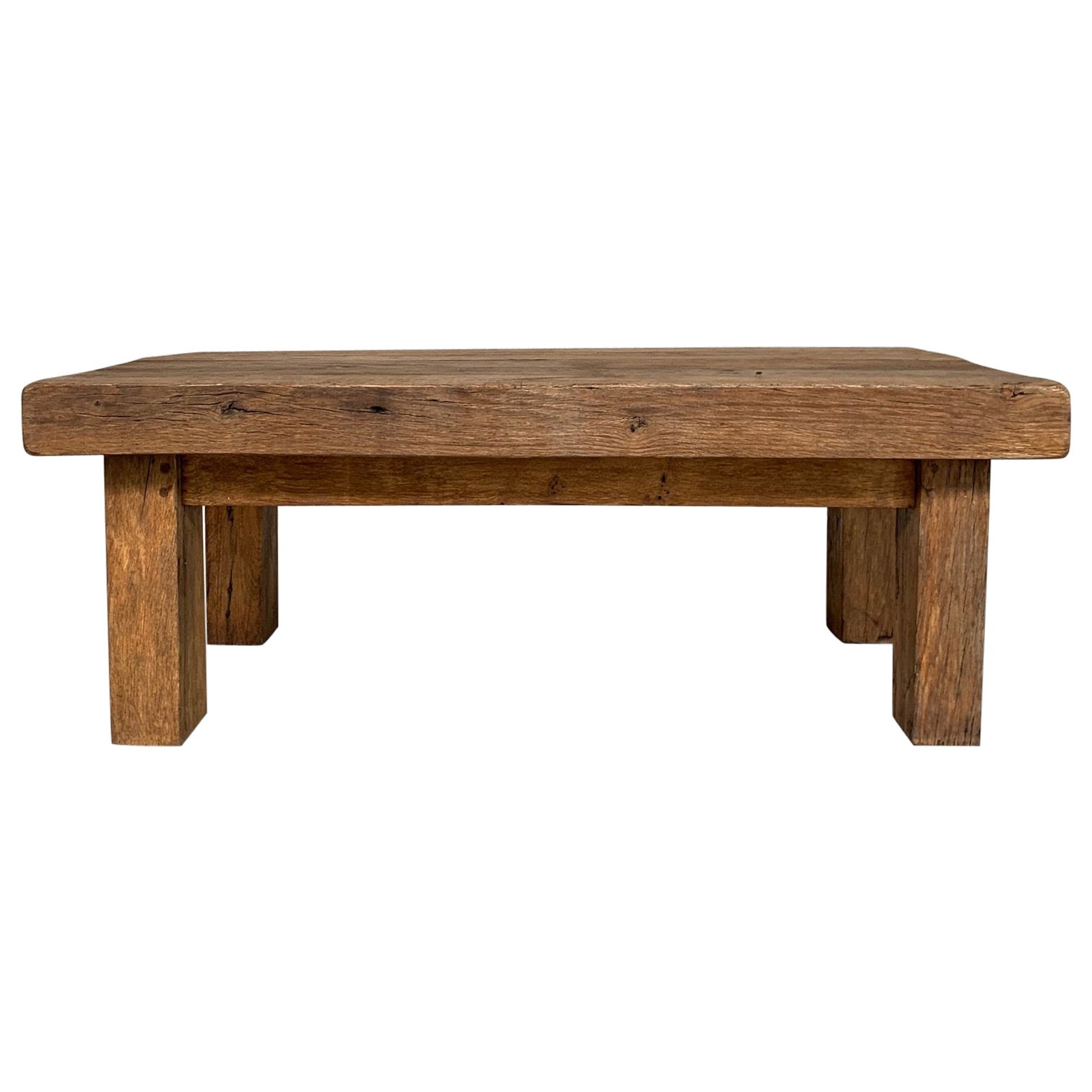 Large Brutalist Belgium Oak Sleeper Coffee Table For Sale at 1stDibs