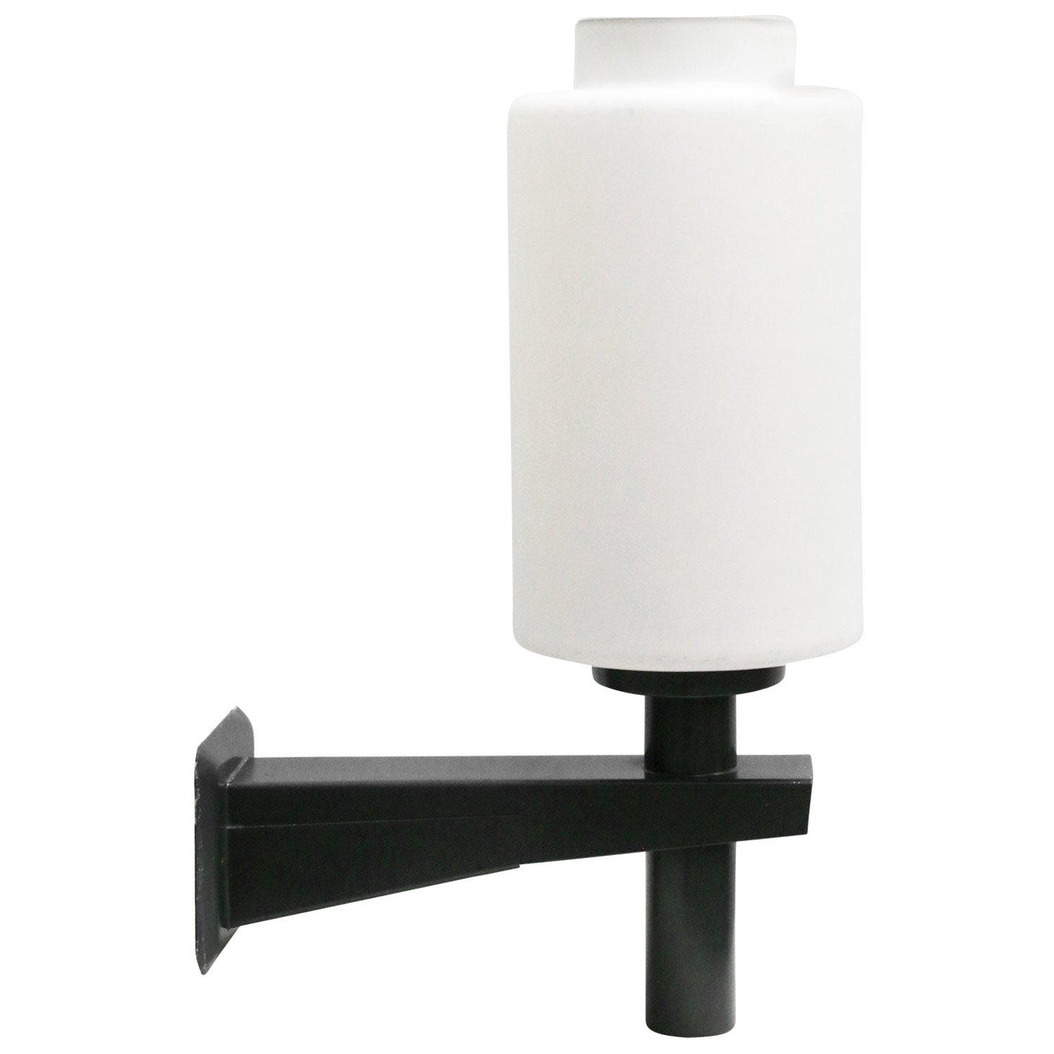 White Opaline Vintage Mid-Century Metal Scones Wall Lights at 1stDibs