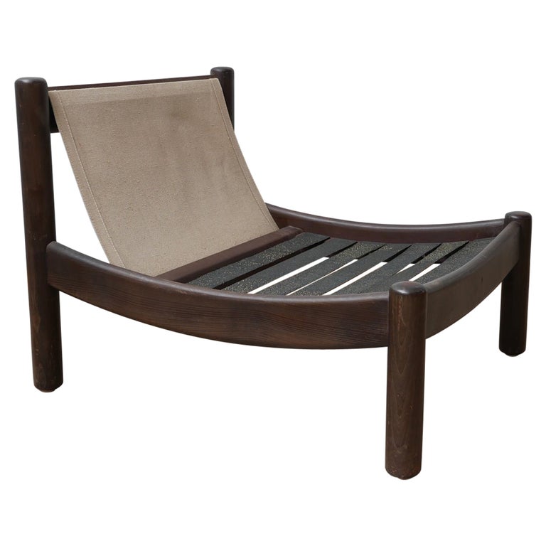 German Canvas Leather Lounge Chair at 1stDibs