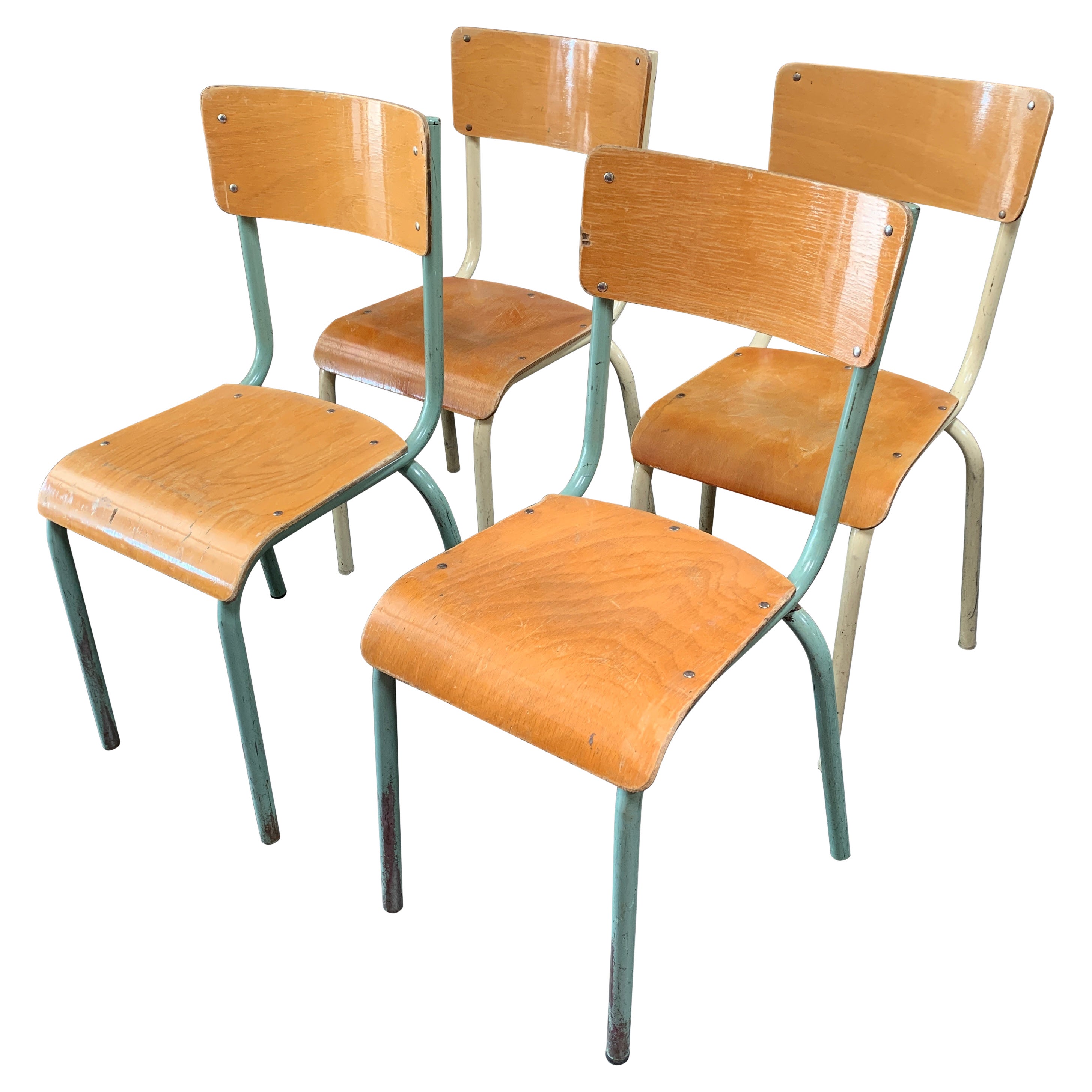 Set of Eight Plywood Rolling School Chairs at 1stDibs