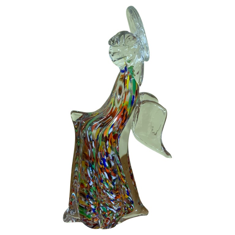 Multicolour Murano Angel Figurine Italian Art Glass Sculpture For Sale ...