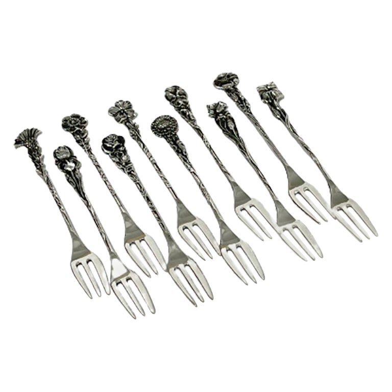 10 Dutch Silver Pastry Forks by Th. and P. Moerkerk, ca 1930 For Sale ...