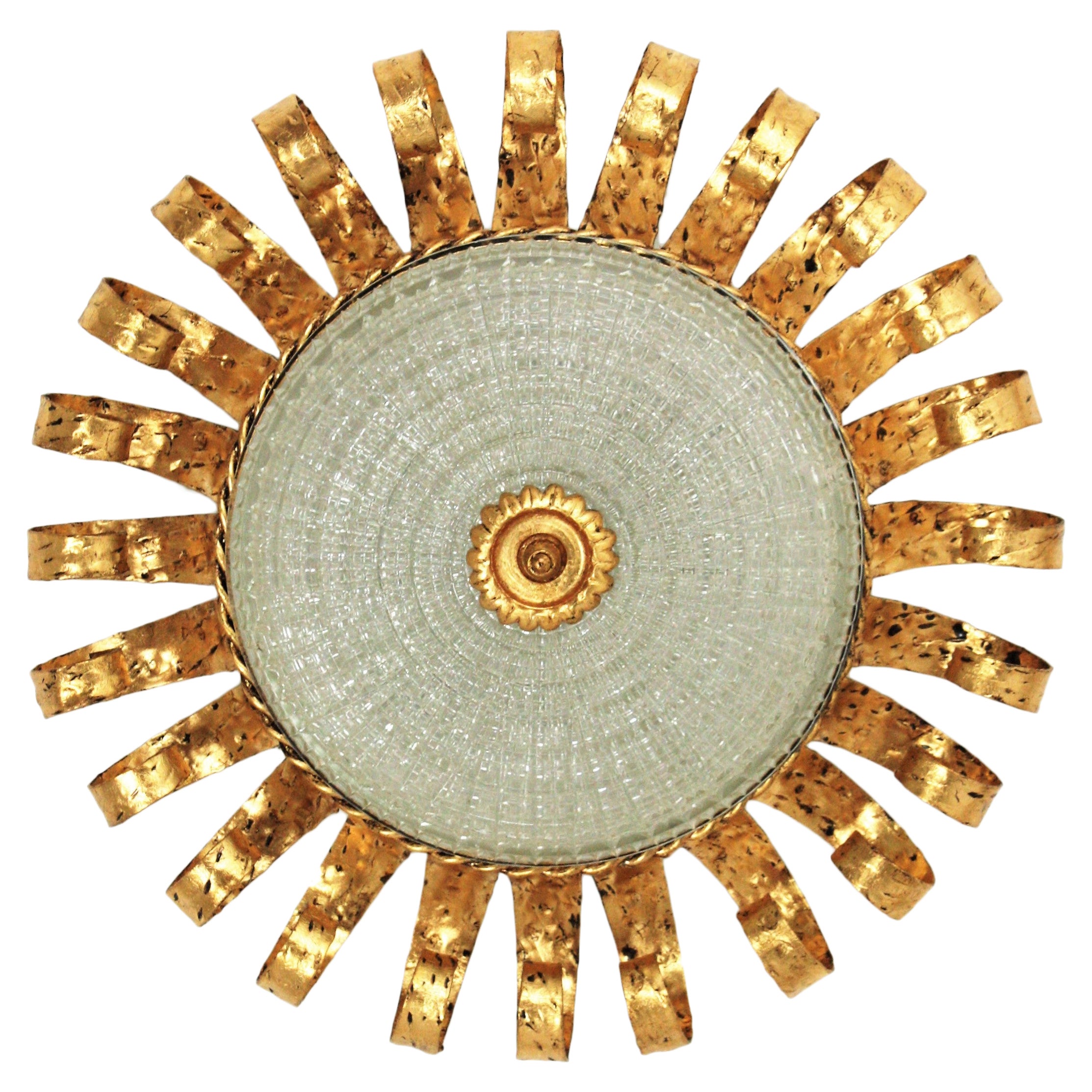 Hand-Crafted Custom Iron "Fairfield" Crown Light with Glass Diffuser ...