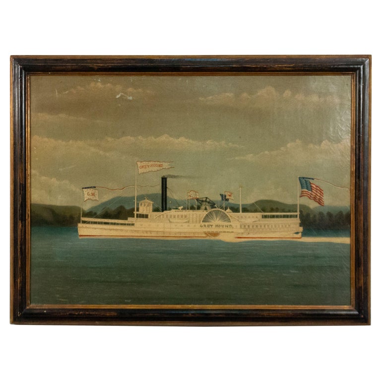 American Ebonised Greyhound Boat Painting For Sale at 1stDibs