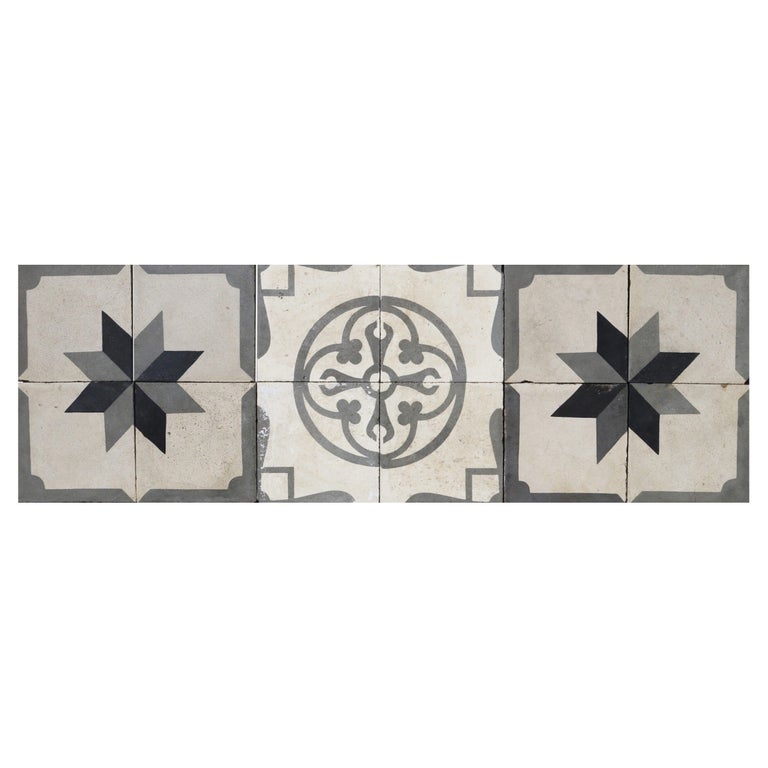 12 Reclaimed Patterned Encaustic Tiles For Sale at 1stDibs