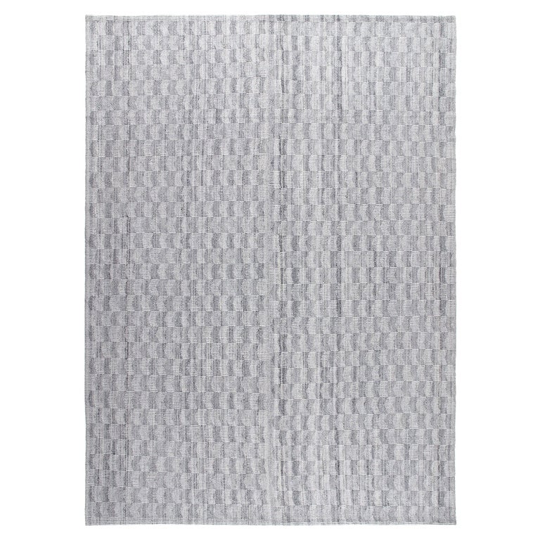 Mid-Century Modern Style Minimalist Charmo Scallop Flatweave Rug For ...