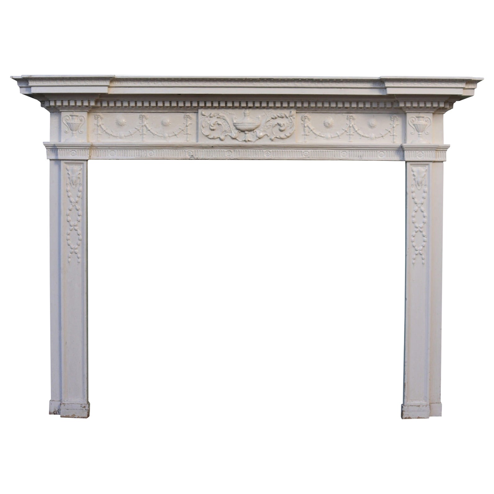 English Adam Painted Wood Mantel For Sale at 1stDibs