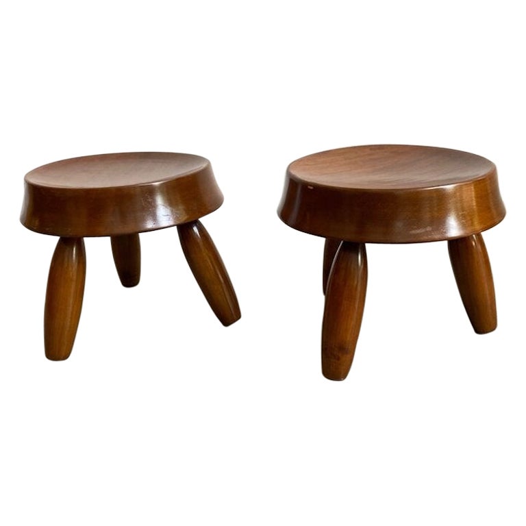 Jean Royere Goat Hair X-Shaped Stool For Sale at 1stDibs