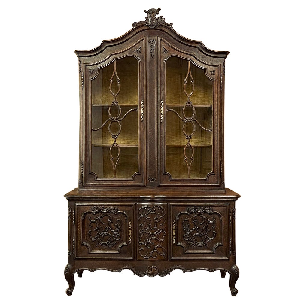 Antique French Bookcase in Solid Walnut at 1stDibs