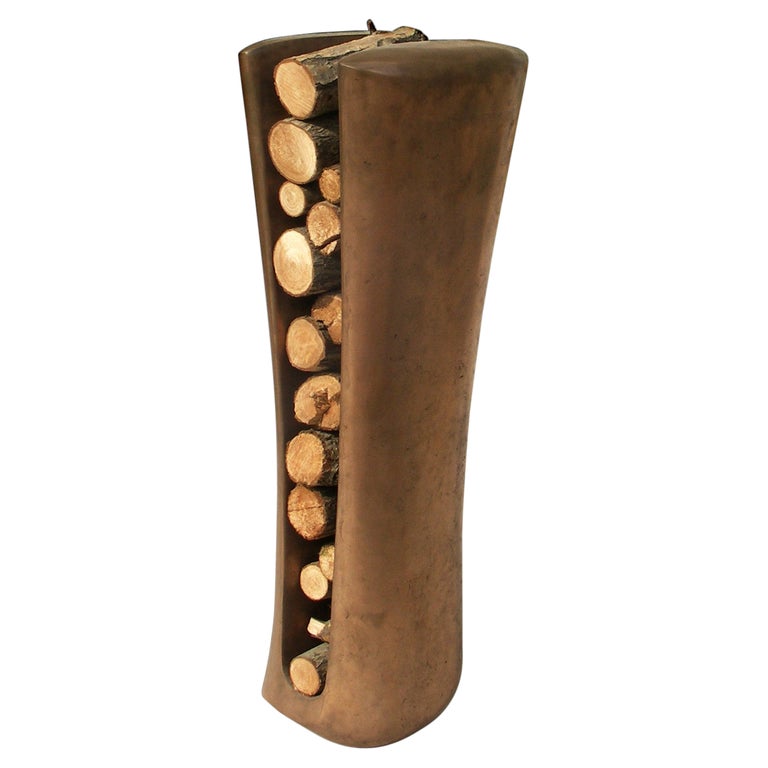 "Must" Elegant Bronze Sculpture Fireplace Log Holder Cast in Limited ...