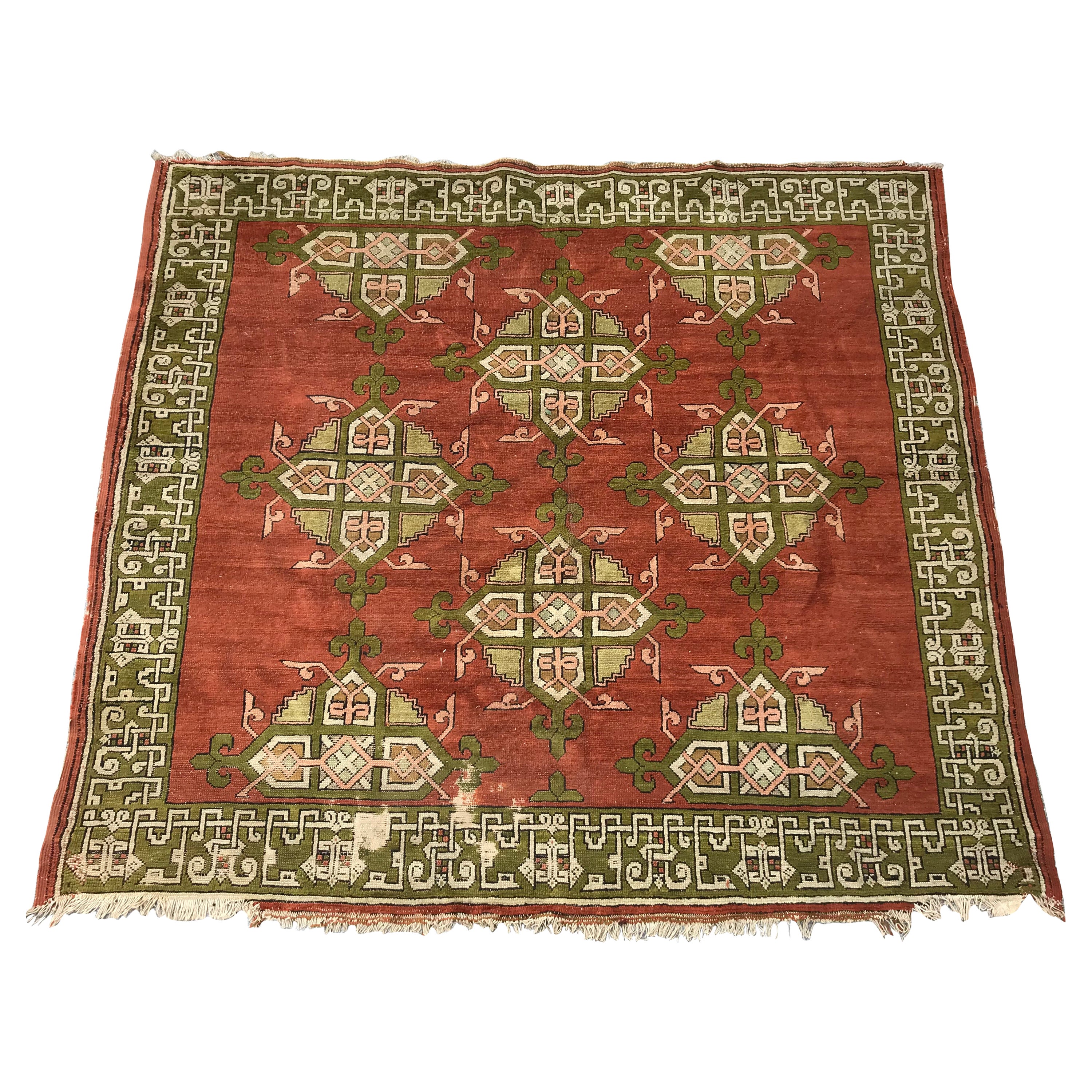 Vintage Turkish Square Shape Area Size Rug For Sale at 1stDibs