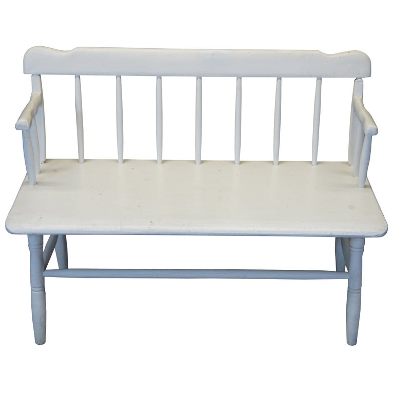 Antique American Pine Windsor Style Country Farmhouse Bench Seat Shaker ...