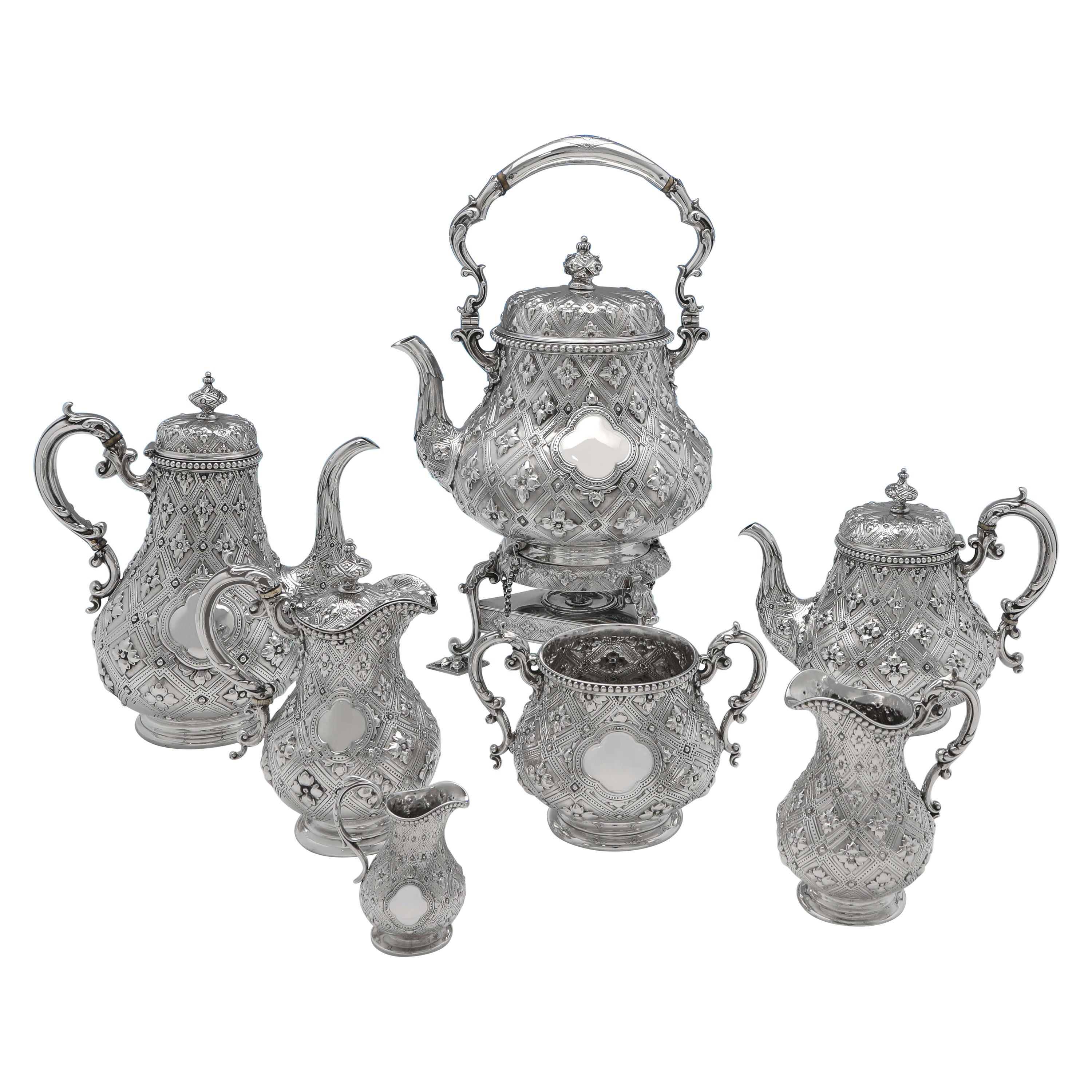 Rare and Pristine Gothic Style Antique Sterling Silver Tea Set ...