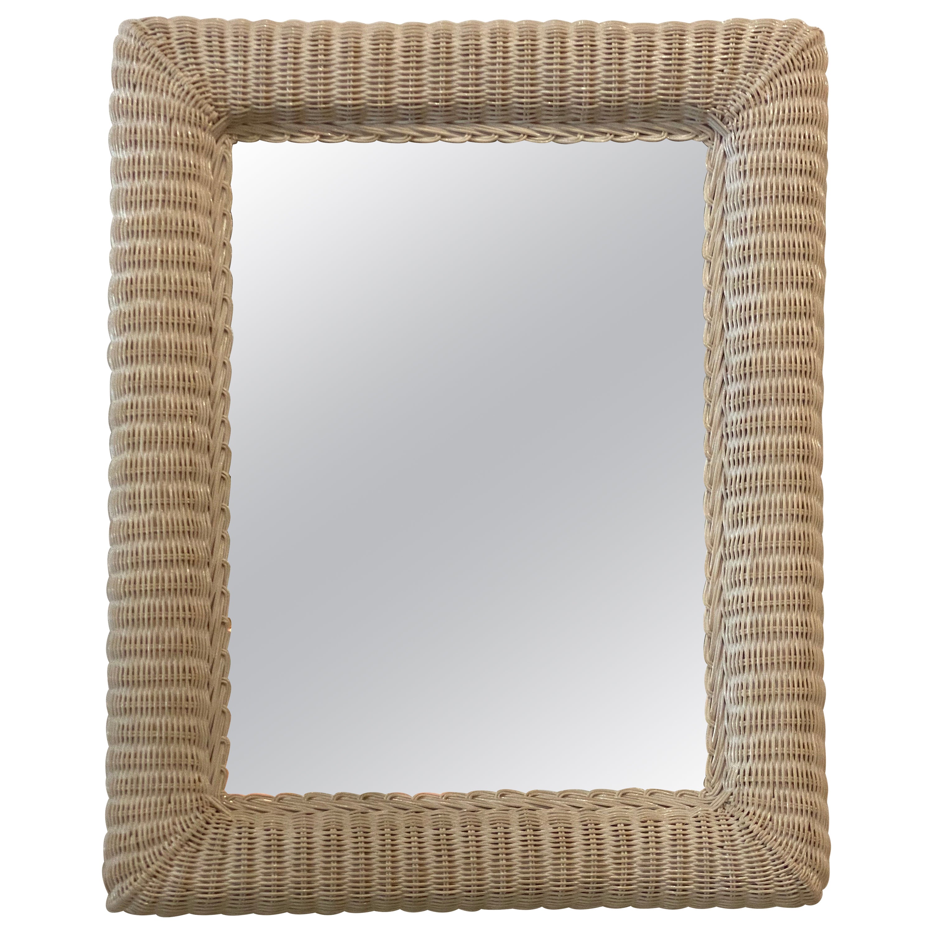 Vintage Palm Beach Braided Wicker Wall Mirror at 1stDibs