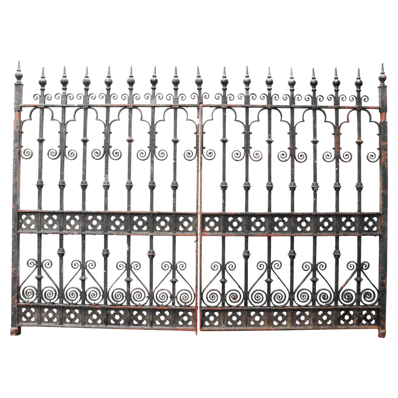 Large Antique French Hand Wrought Iron Gates w/Sides at 1stDibs