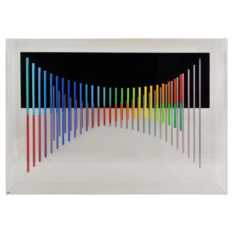 Leonard Janklow Op Art in Lucite Frame at 1stDibs