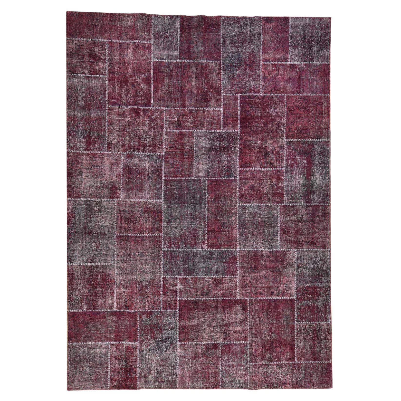 Yellow Overdyed and Vintage Worn Down Persian Tabriz Pure Wool Oriental ...