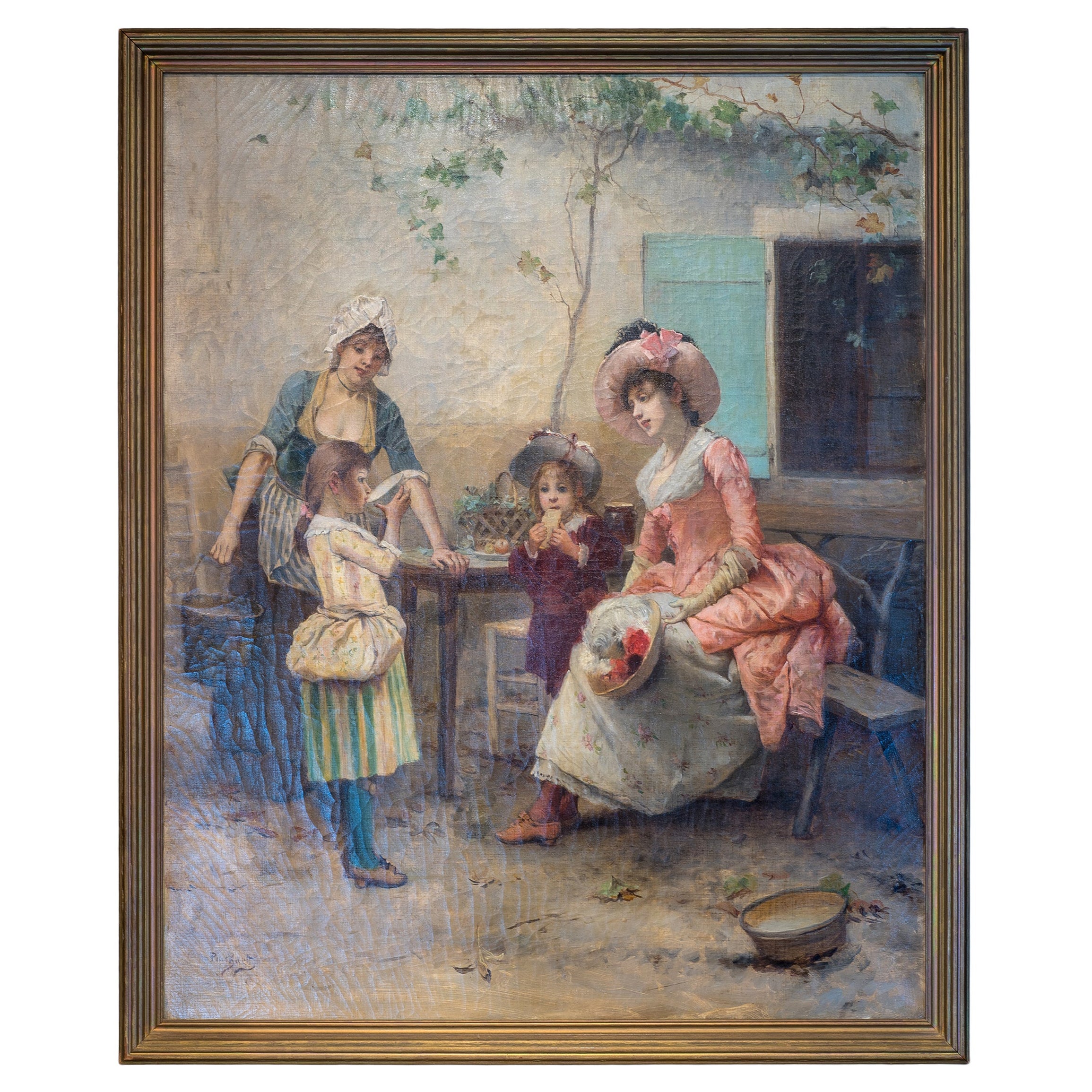 Fine Painting of Women and Children by Émile Auguste Pinchart For Sale ...