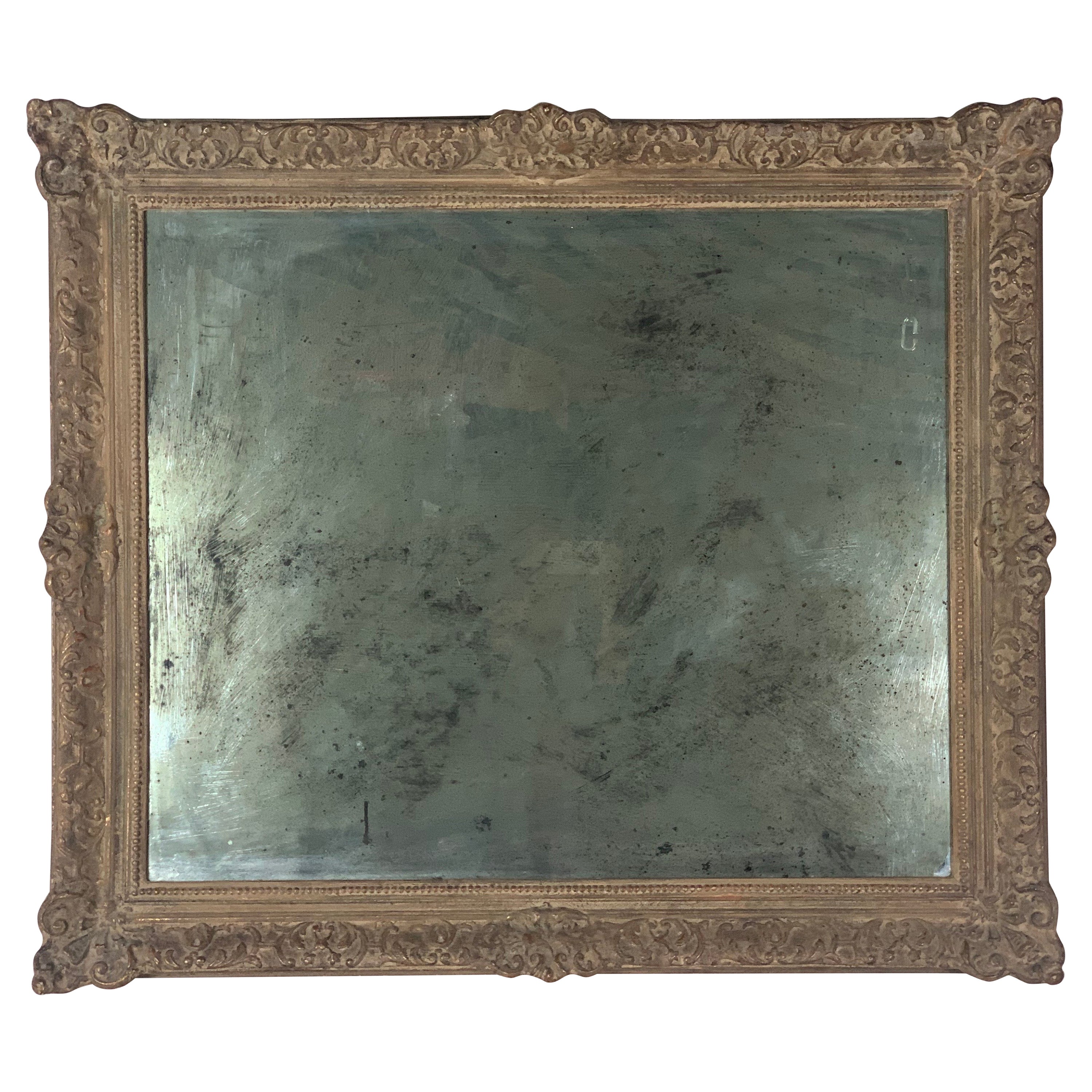 Antique Hand-Carved Wood Mirror with Classical Details For Sale at 1stDibs