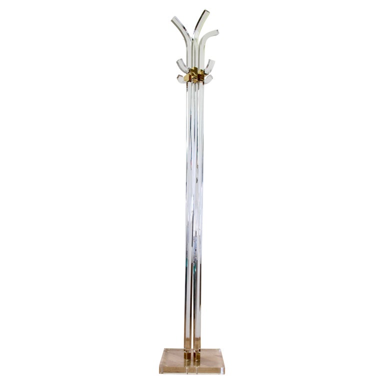 Charles Hollis Jones Style Vintage Acrylic / Lucite and Brass Standing ...