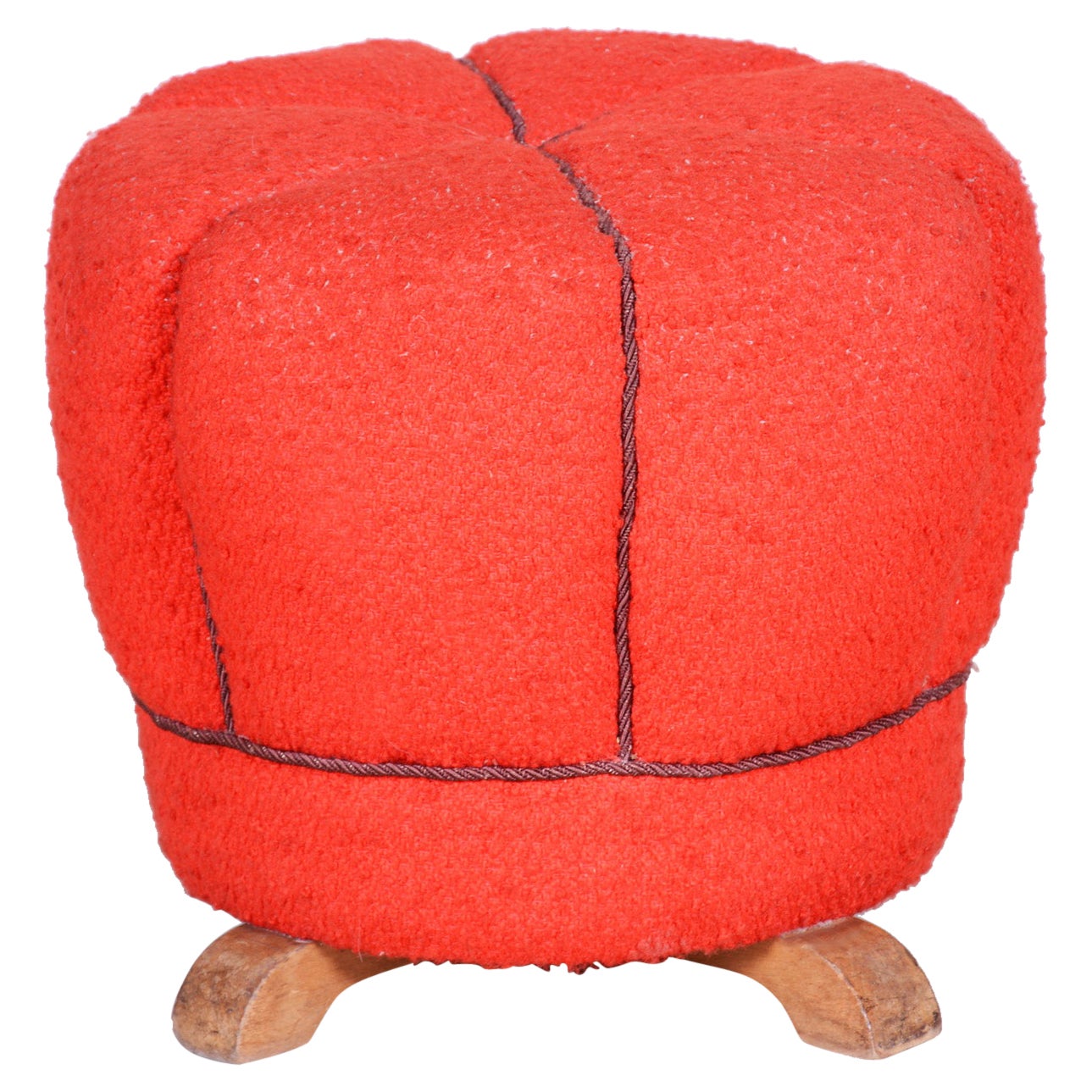 Art Deco Tabourette, New Upholstery with Original Fabric, Bohemia, 1920 ...