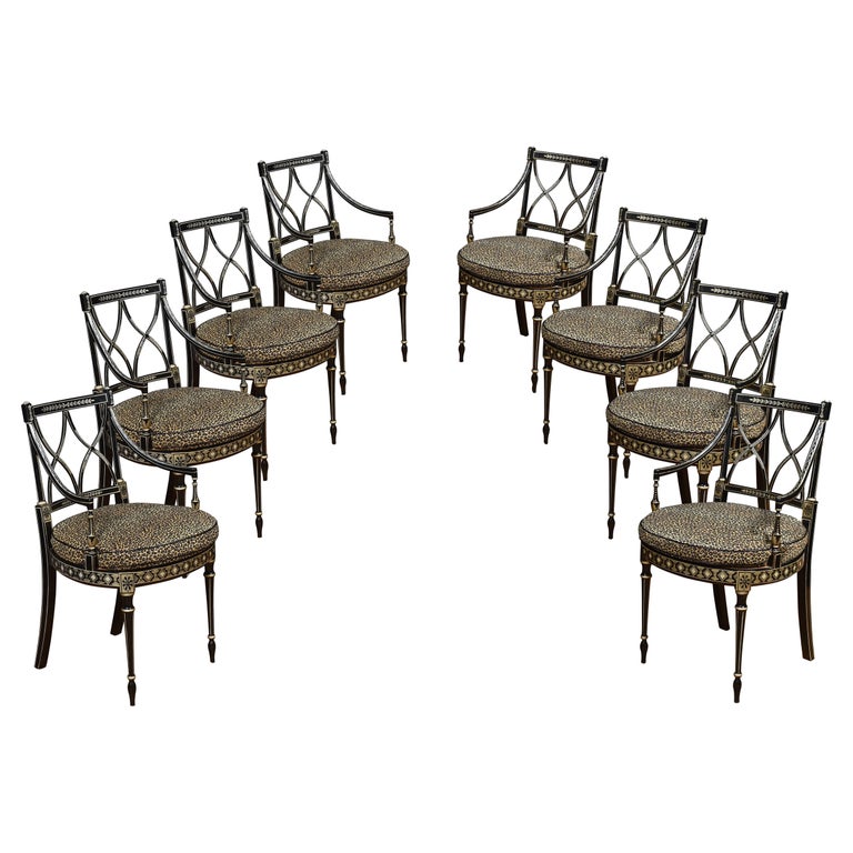 Set of Eight Regency Style Dining Chairs at 1stDibs
