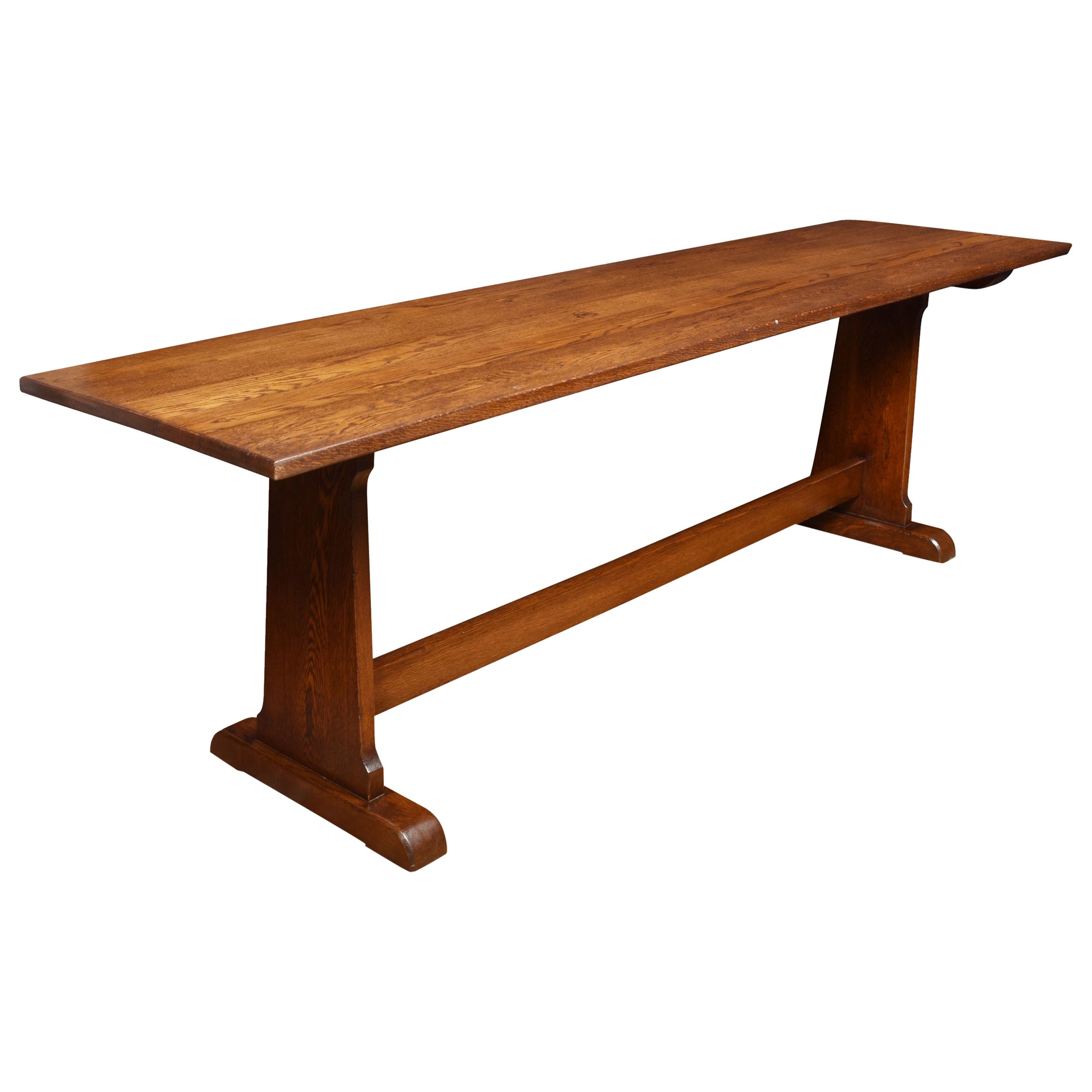 16th Century Tudor Carved Oak Refectory Table with Plank Top and Carved ...