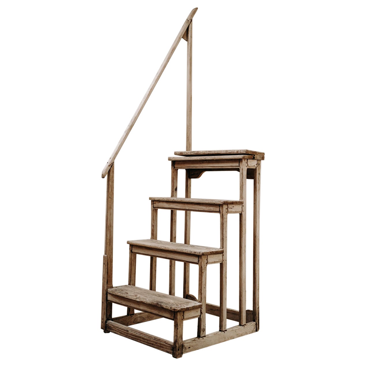 Solid Oak Library Steps at 1stDibs