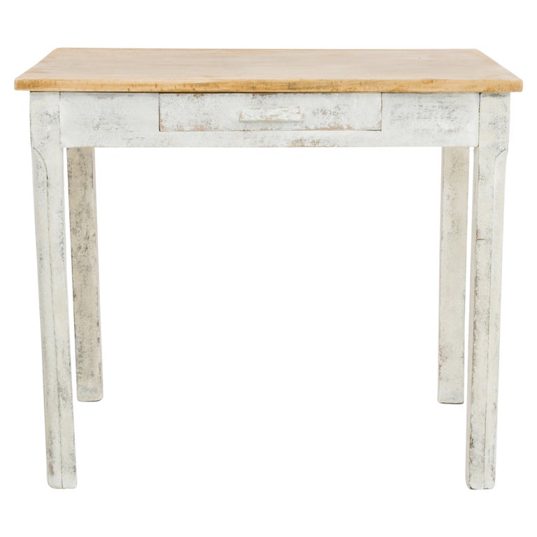 Antique Belgian Rustic White Side Table at 1stDibs